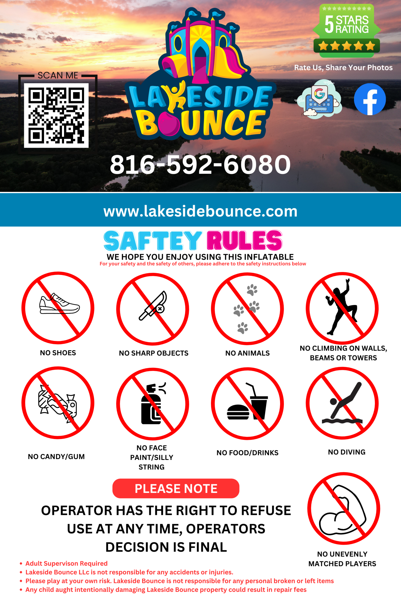 Rules | Lakeside Bounce | Party Rentals